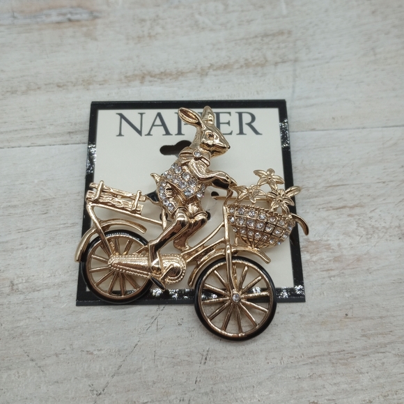 Napier | Jewelry | Napier Easter Bunny Pin On Bicycle | Poshmark
